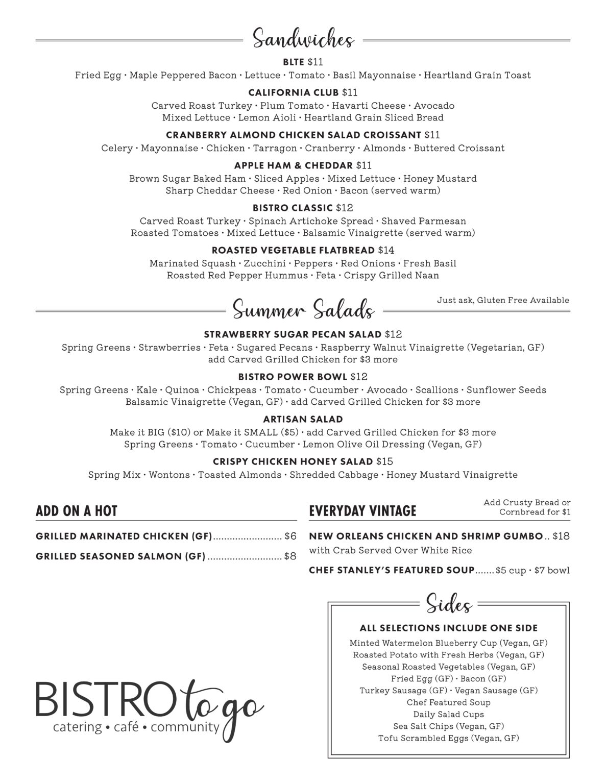 Bistro To Go offers a menu of comfort and ethnic foods | Bistro & Company